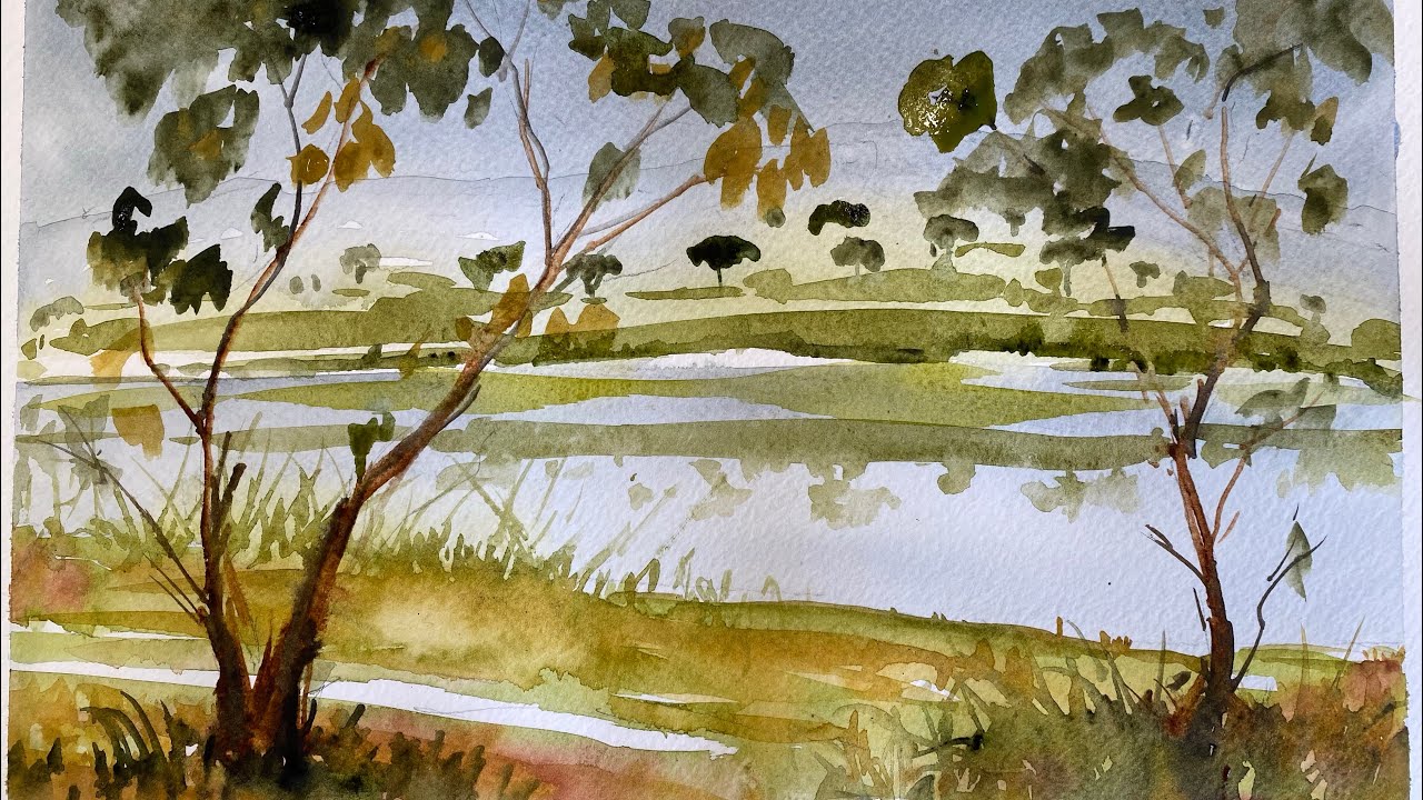 Simple quick Watercolour Landscape | Australian outback - YouTube