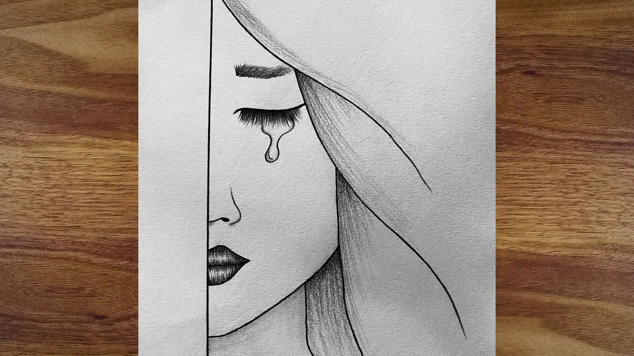 Sad Girl Face With Tears Drawing Face Girl Tear Posters For Sale