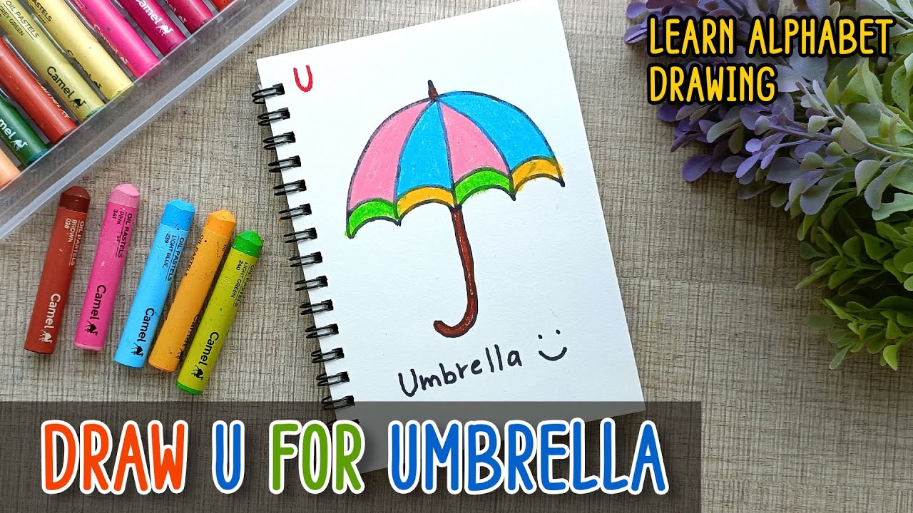 Very Easy! Umbrella ☂️ Drawing || How To Draw a U for Umbrella 🌂 || # ...