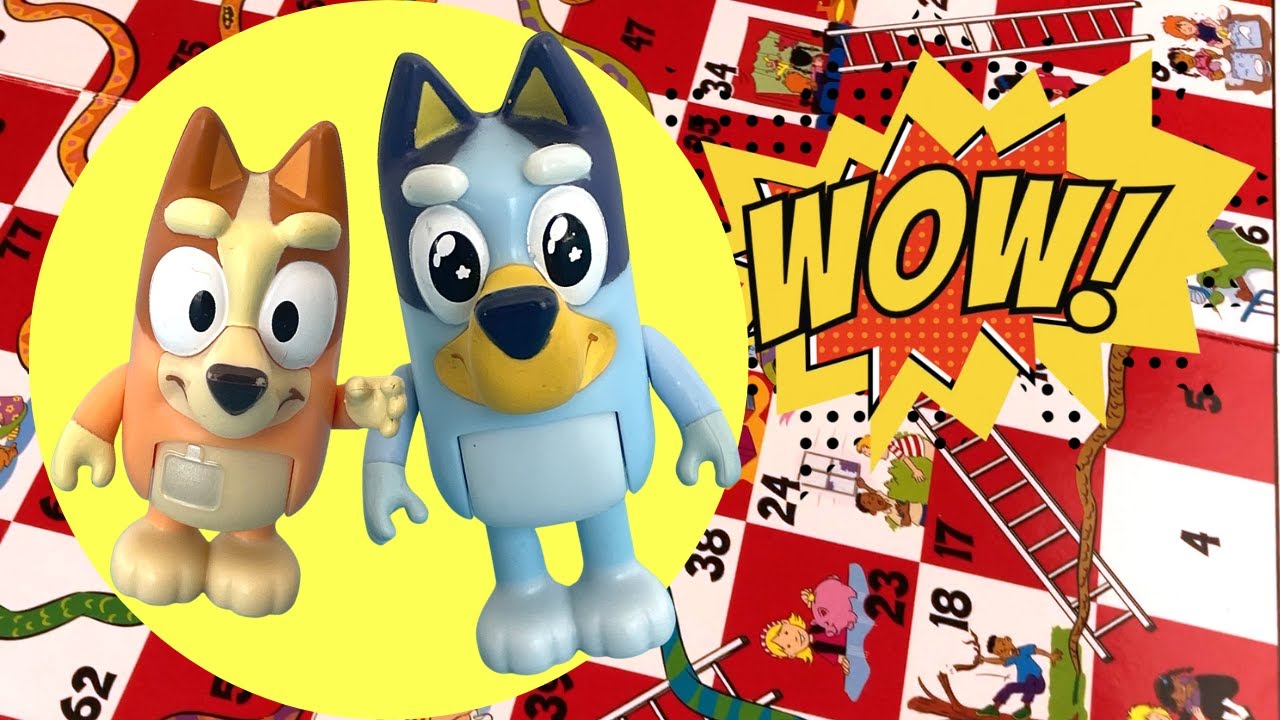 BLUEY against BINGO! Obstacle Course Game Snakes and Ladders!! - YouTube