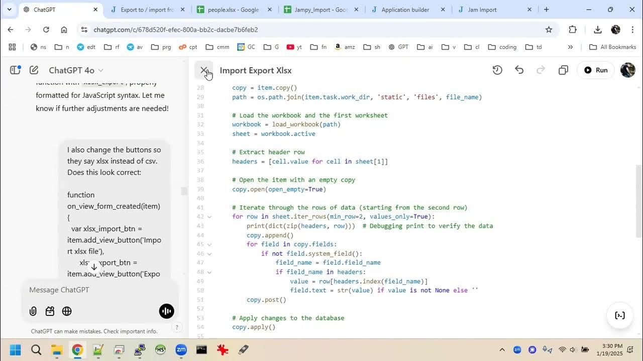 Jam.py Tutorial 3 : AI generated .XLSX importer code, and command line sessions - YouTube