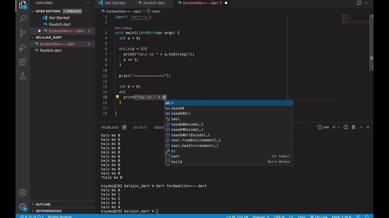 Dart 02 - Perulangan (For, while, do while) dan Unary Operator ...