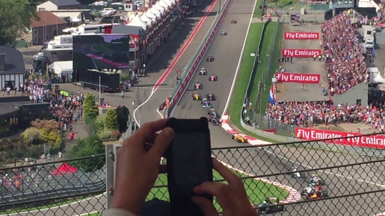F1 Belgian GP 2016 - Start Formula 1 from Gold 3 Eau Rouge Grandstand ...