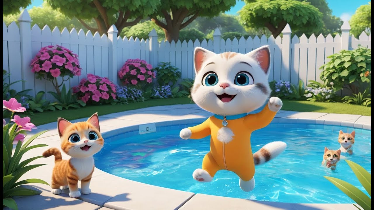 Six Little Kittens Jumping in the Pool | Fun Kitty Song for Kids | Sing ...