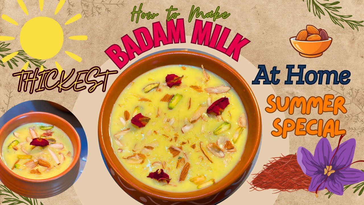 Homemade Badam Milk Recipe in Telugu | Thick, Creamy Badam Milk ...