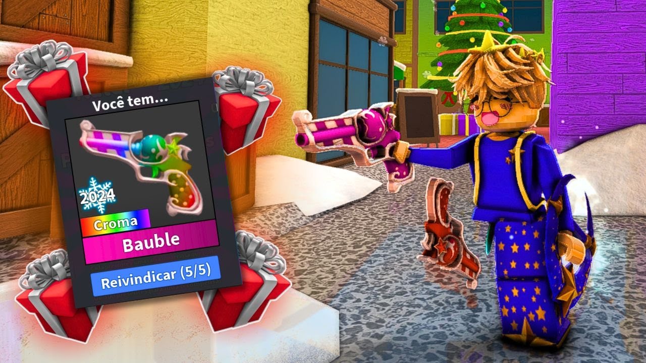 CONSEGUINDO A NOVA GUN DOS PRESENTES DO MM2 (Murder Mystery 2) - YouTube