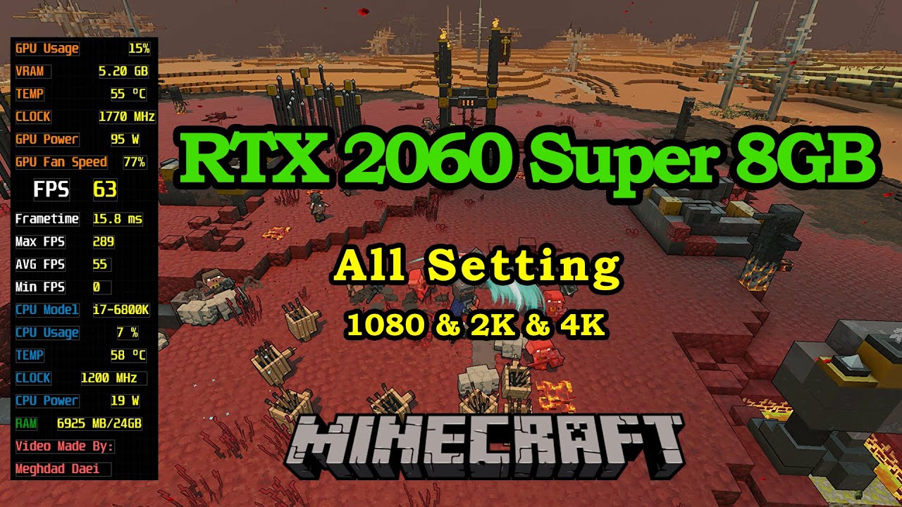 Minecraft RTX 2060 Super 8GB All Setting FPS & Gameplay & Benchmark ...
