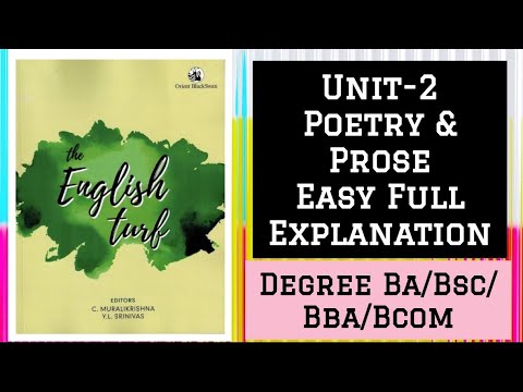 English Unit 2 Prose & Poetry Easy Explanation| Degree 1st Sem BA/BSC ...