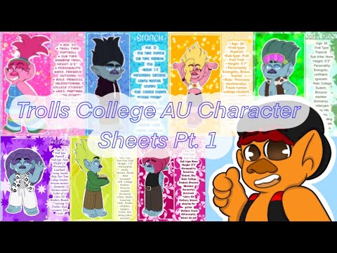 Trolls College AU Character Sheet Drawing! (Poppy, Branch, Viva, and ...