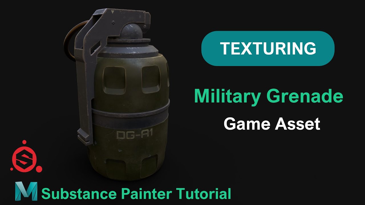 Military grenade Game asset Texturing in Substance Painter - YouTube