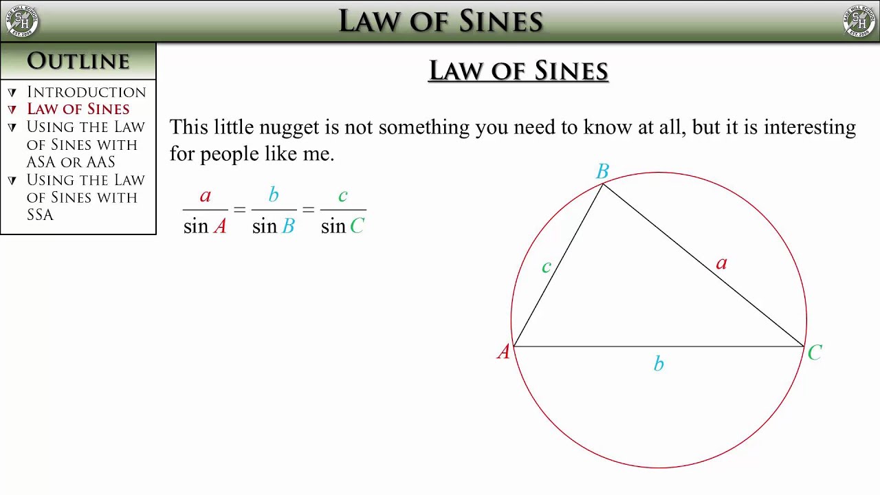Geometry, Section 8-5 -- Law of Sines - YouTube