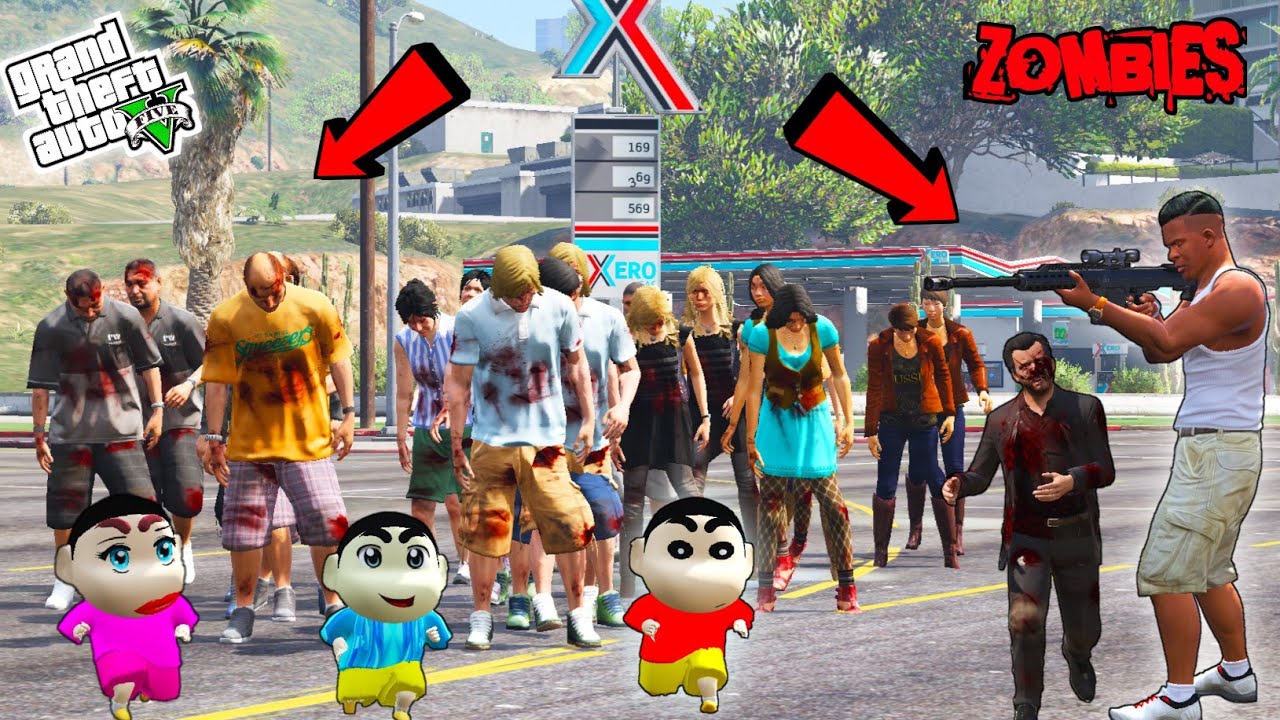GTA 5 : FRANKLIN & SHINCHAN Survived in ZOMBIE VIRUS & FRANKLIN Become ZOMBIE in GTA 5 ! JSS ...