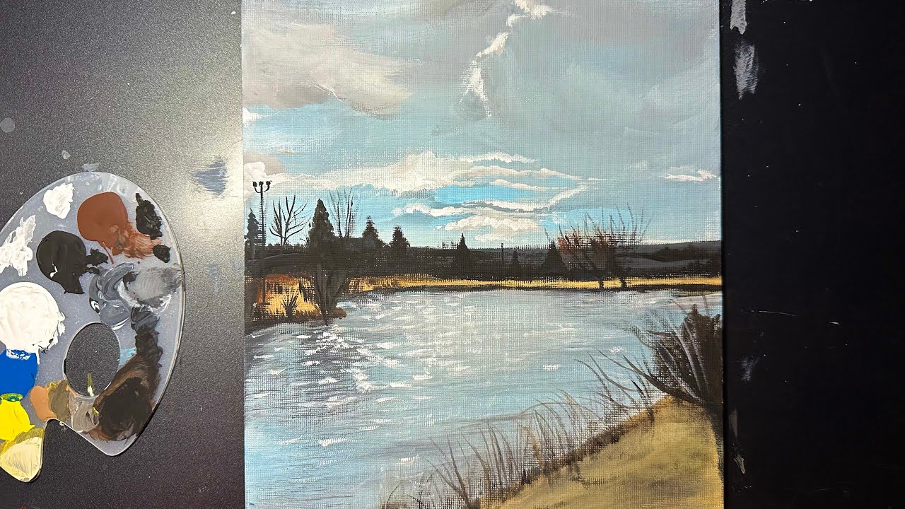 Lake Scene Acrylic Painting - YouTube