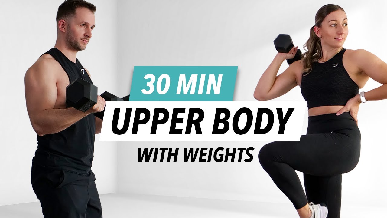 30 MIN UPPER BODY DUMBBELL WORKOUT at Home [Build Muscle & Strength ...