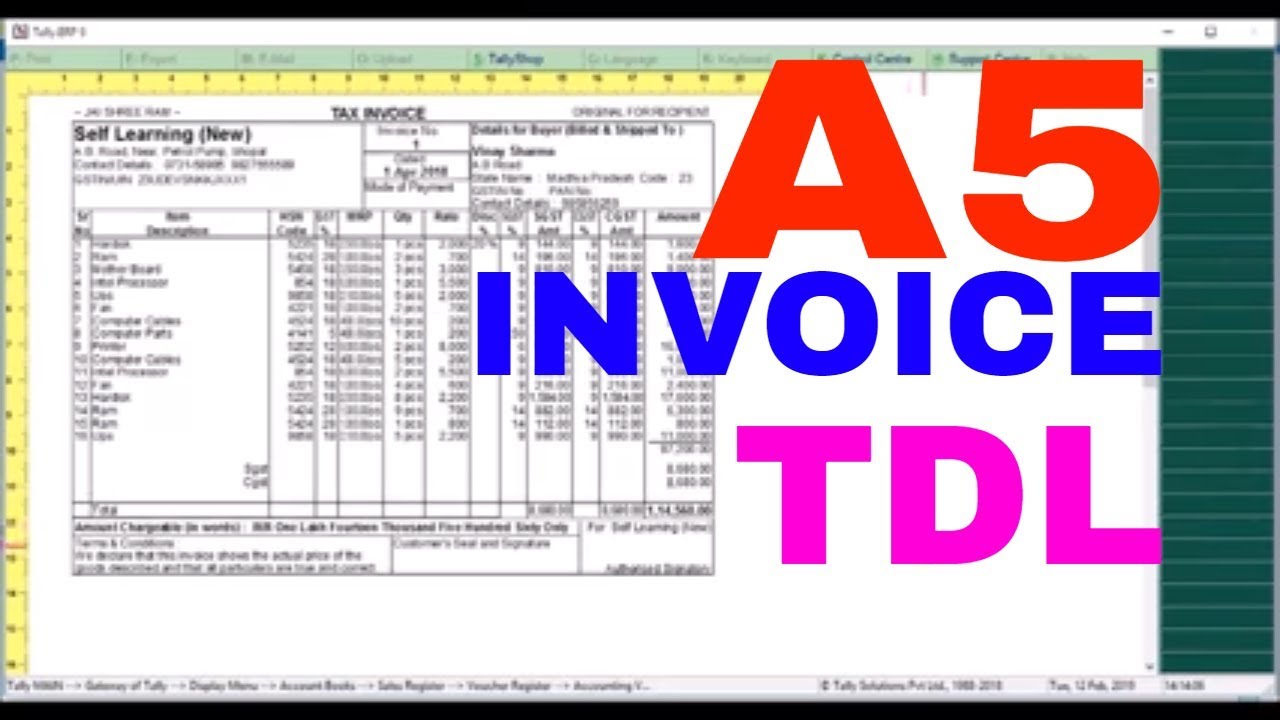 Invoice in tally erp 9 ! invoice tdl in tally ! tally invoice tdl file ...