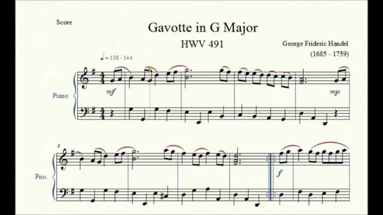 Gavotte in G Major (HWV 491) - George Frideric Handel - Piano ...