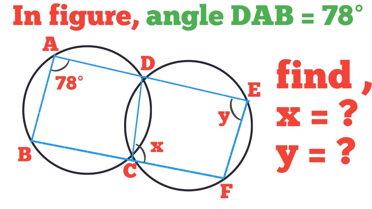 In figure, angle DAB=78°, find angle x and y @mathscuriosity494 - YouTube
