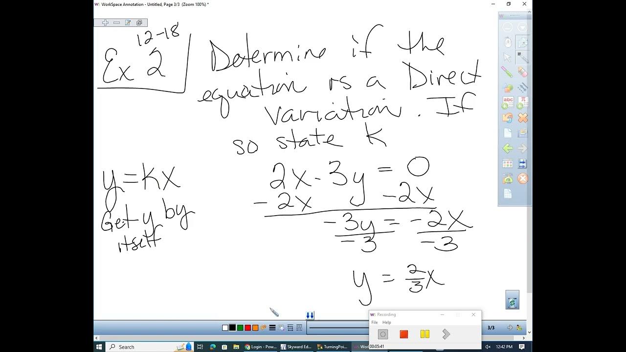 Alg 2 2 2 direct variation - YouTube