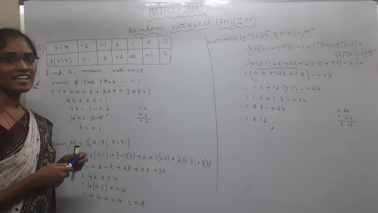 INTERMEDIATE MATHS 2(A) | RANDOM VARIABLES IMPORTANT SUMS LAQ'S 7 MARKS ...