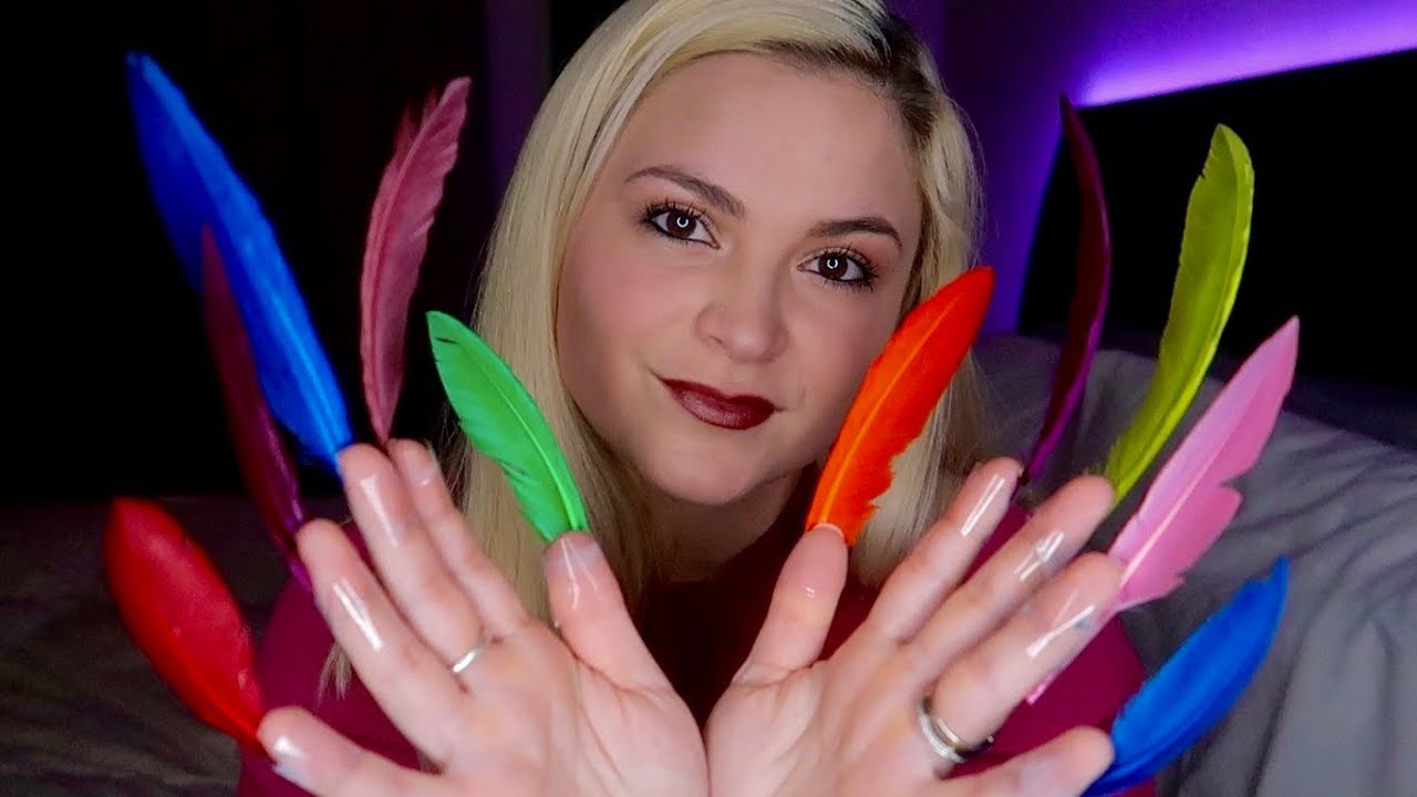 ASMR | Brushing & Touching Your Face With Feathers - YouTube