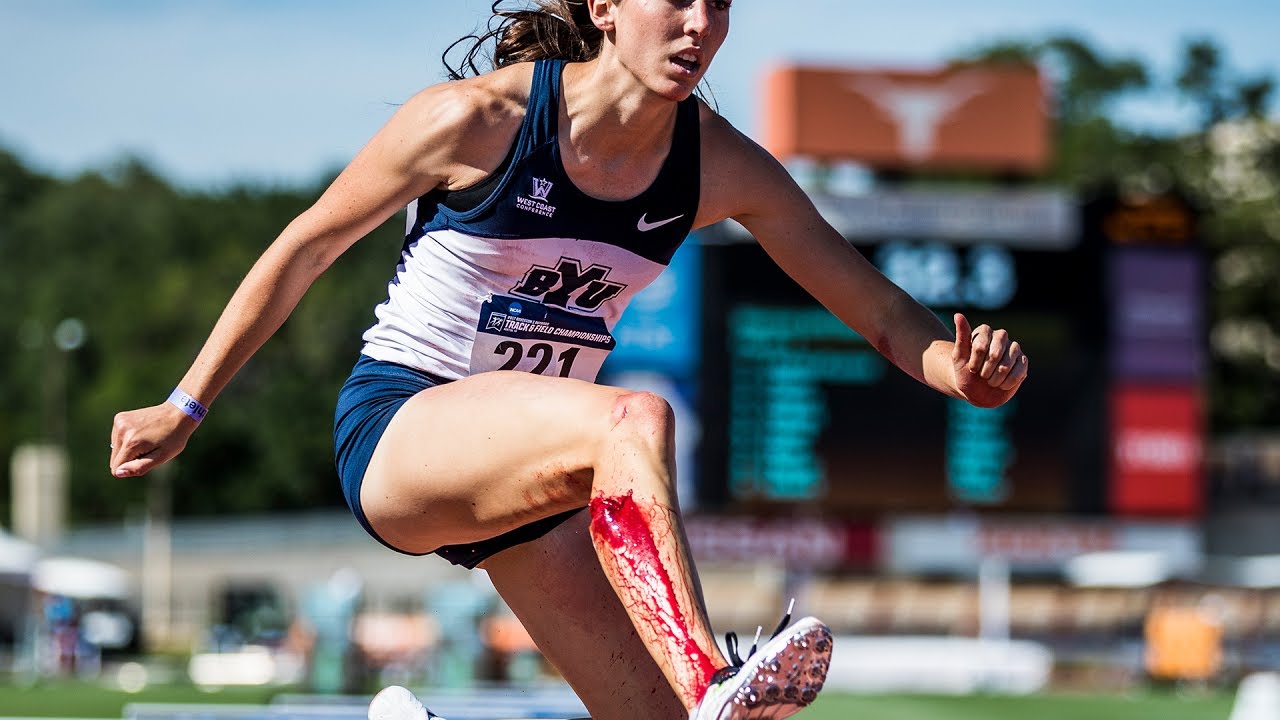 Track & FIeld - Brenna Porter finishes hurdles after cutting open leg ...