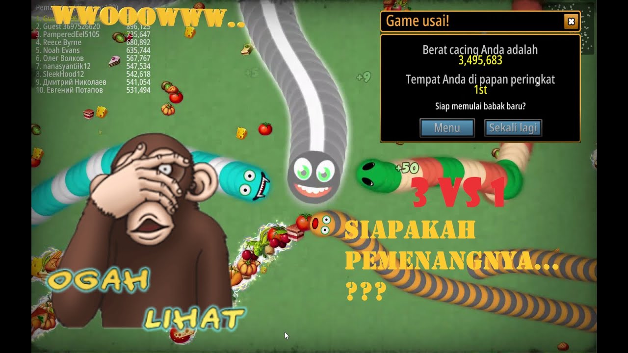 CACING GAME 1 VS 3 - YouTube