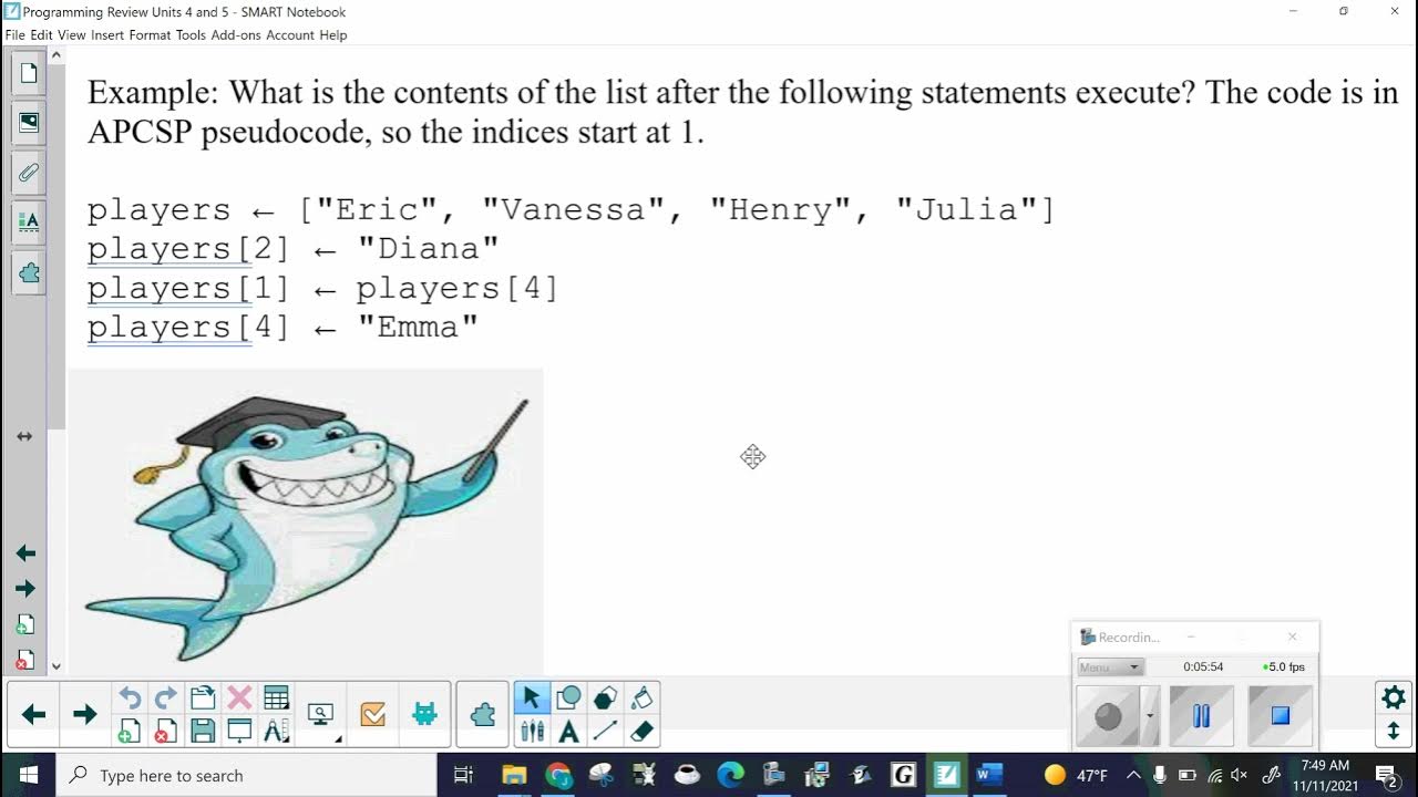 AP CSP Units 4 and 5 REVIEW Lesson 5 Lists - YouTube