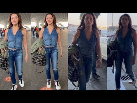 SRK Gorgeous wife Gauri Khan In Denim Outfits Spotted at Airport | Varinder Chawla