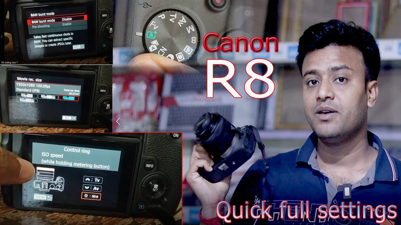 Canon R8 full settings, RF lens dial ring setup ,burst mode 40 fps ,180 ...