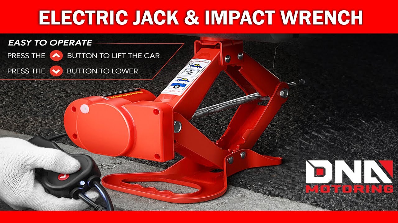 DNA Motoring - 3 Ton Electric Scissor Jack & Impact Wrench Set - YouTube