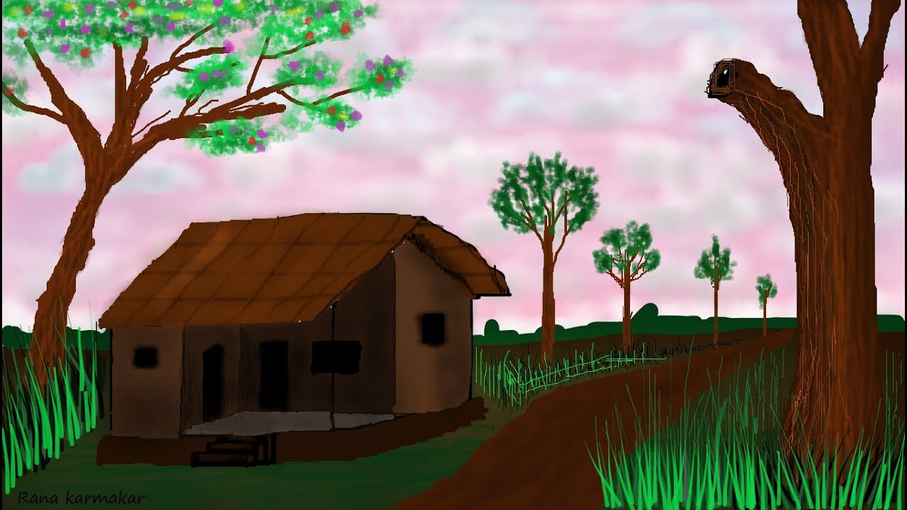 How to Draw Paint 3D || Drawing in paint 3D || Scenery drawing ...