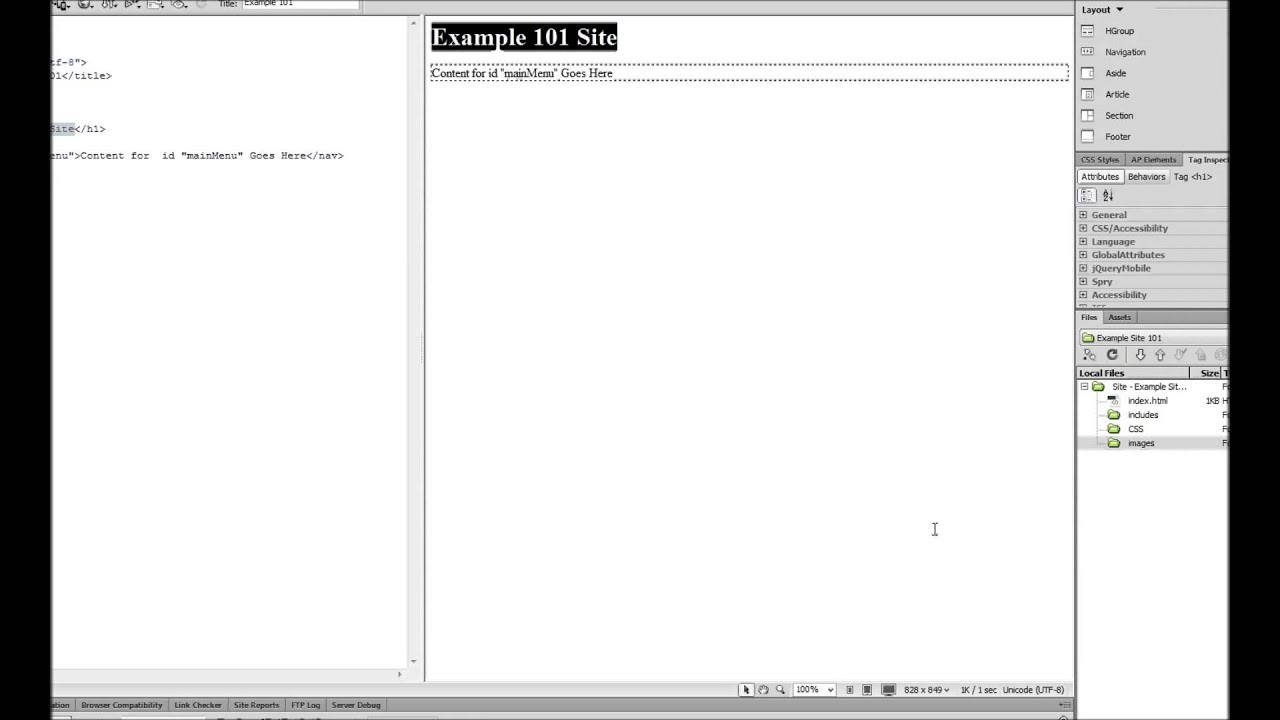 Dreamweaver Cs6 Html Page Structure Youtube