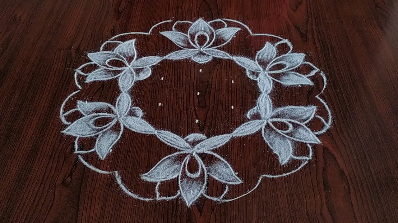 Simple easy daily kolam (7×4) Dot's... - YouTube