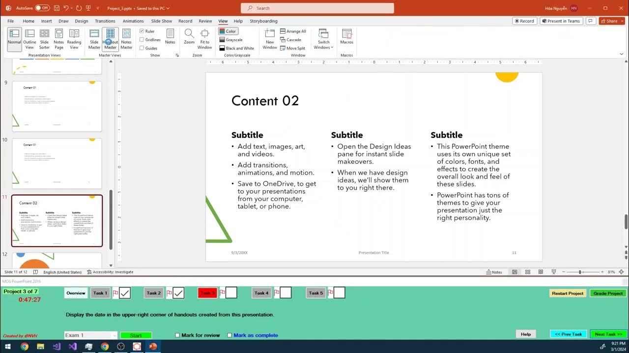 Exam1_Project3_Task3 - MOS PowerPoint 2016 Ex1 Proj3 T3 - YouTube