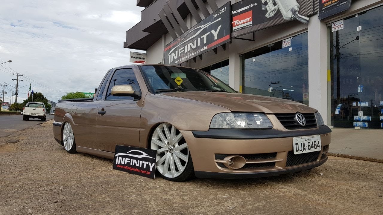 Saveiro G3 rebaixada com rodas Volcano Wheels modelo V20 aro 17 - YouTube