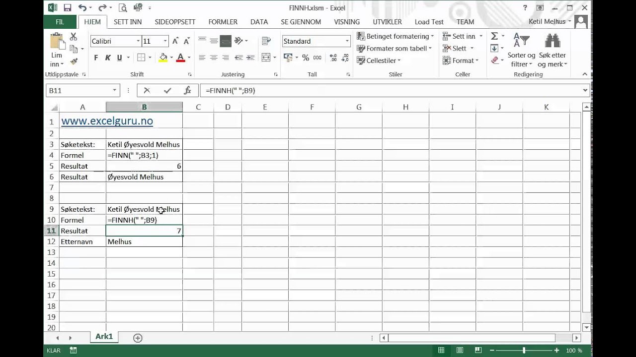 Excel på norsk: Excelutvidelsen FINNH - YouTube