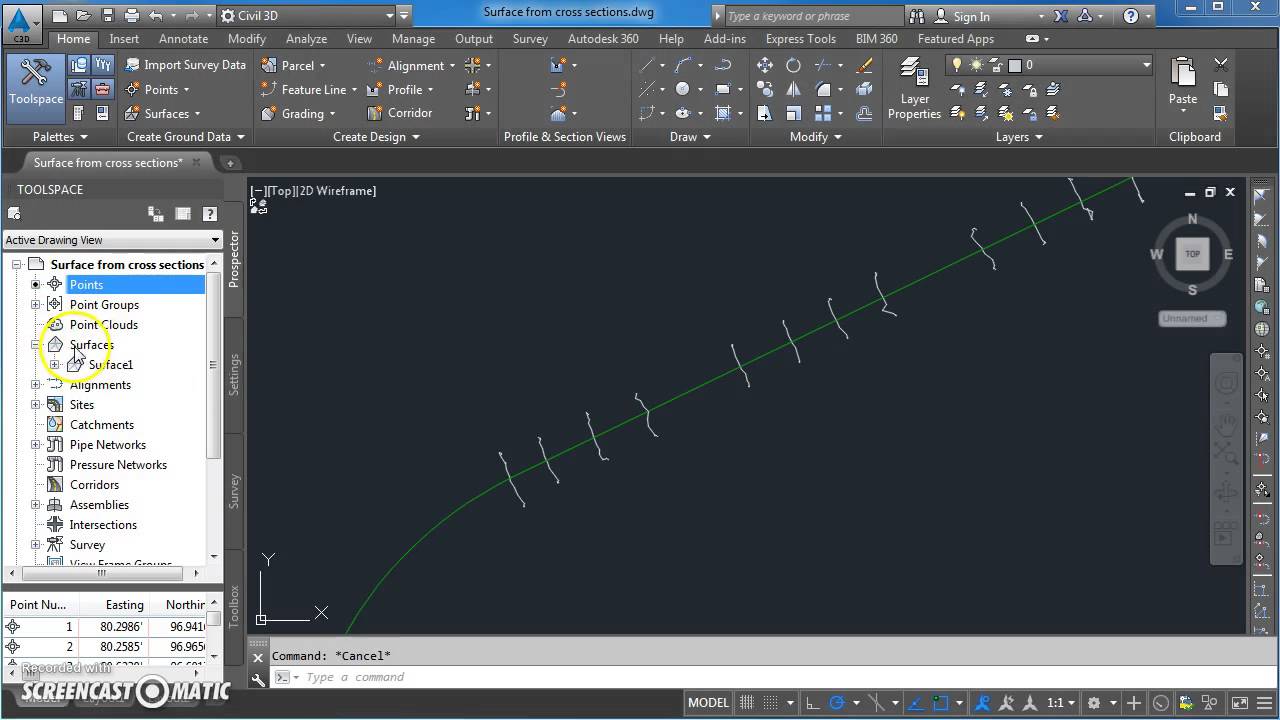 Create surface from existing cross section details - YouTube