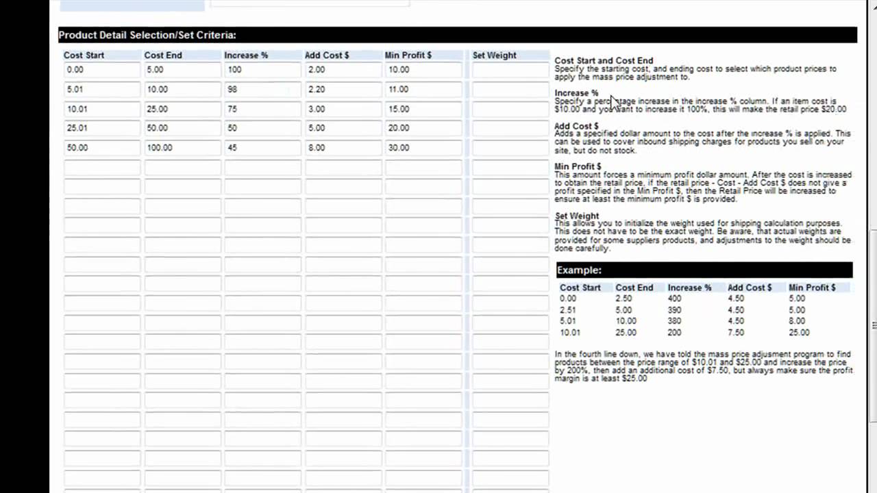 Bulk Product Changes in BizWizard ShopKart - YouTube
