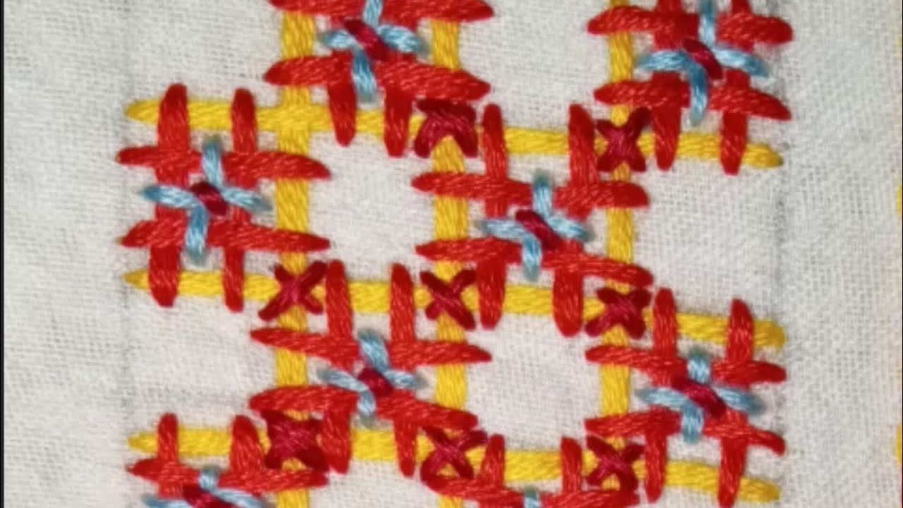 plaid torocko stitch - couching stitch hand embroidery tutorials. - YouTube