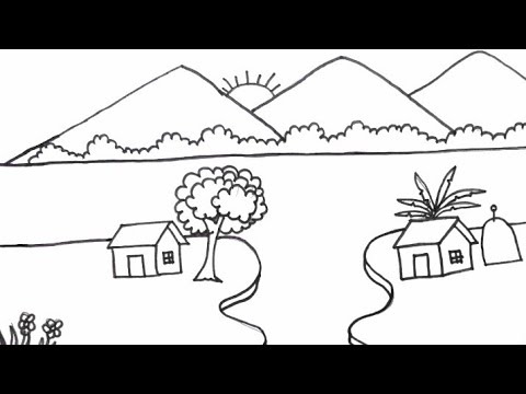 Natural Scenery Drawing | How to draw easy natural scenery step by step ...