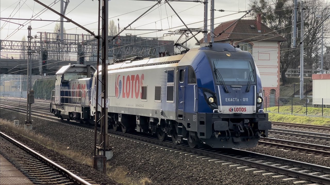 Przejazd przez Sopot Newag DRAGON E6ACTa-011 z 6Dg-148 Lotos Kolej ...