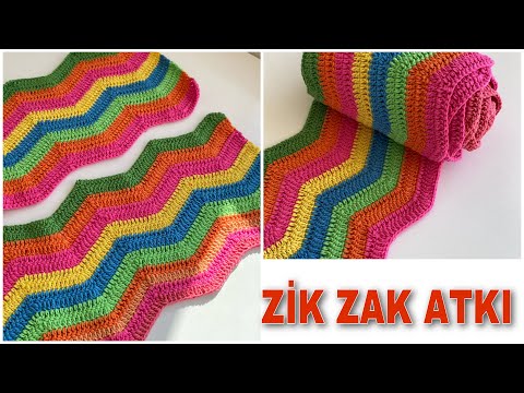 ZİK ZAK ATKI  / RENKLİ ATKI / TIĞ İŞİ ATKI / CROCHET SCARF / PART 1 #crochet #tığişi #atkı