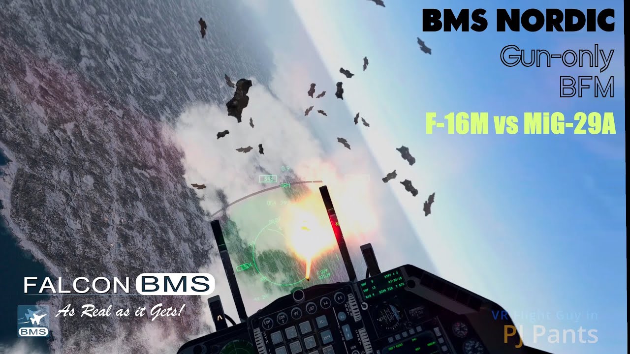 BMS Nordic Gun-only BFM F-16M vs veteran MiG-29A ¦ VR ¦ 4K - YouTube