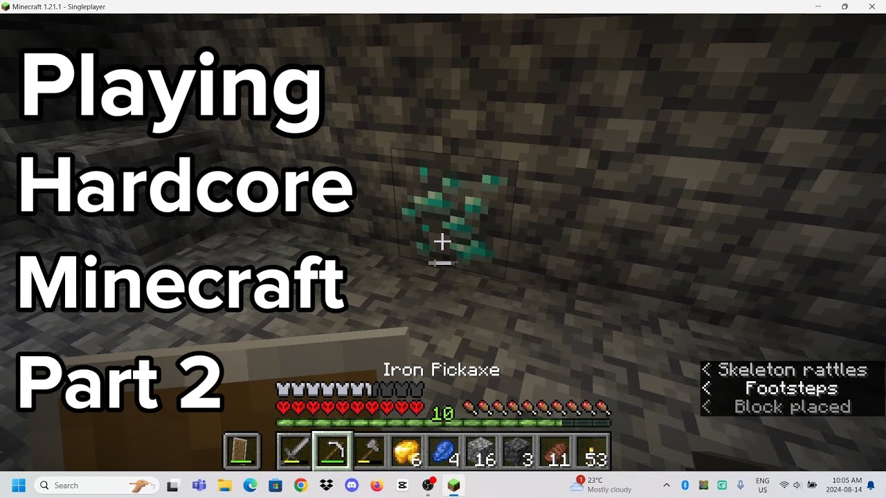 Playing Hardcore Minecraft P2 - YouTube