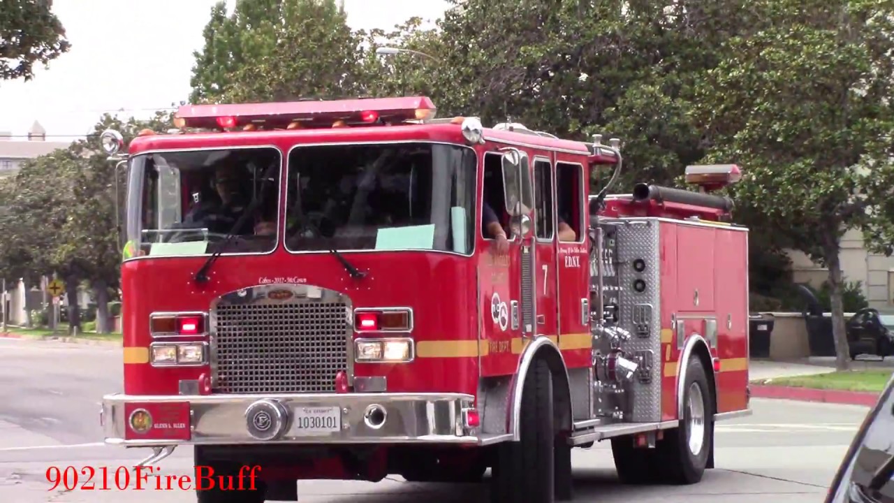 LACoFD Engine 7 (reserve) & Squad 7 Responding - YouTube