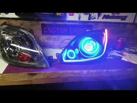 Mk6 fiesta custom headlights - YouTube