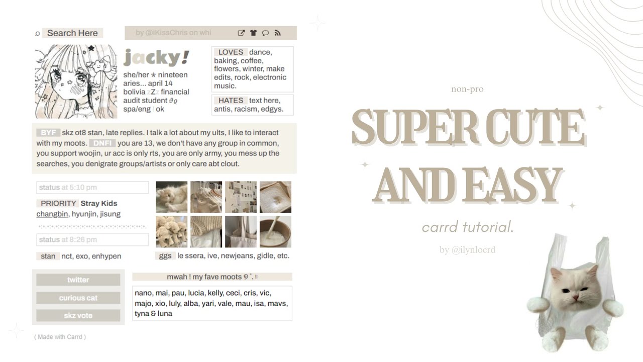 super cute & easy carrd tutorial! ⁺ © ikisschris - YouTube