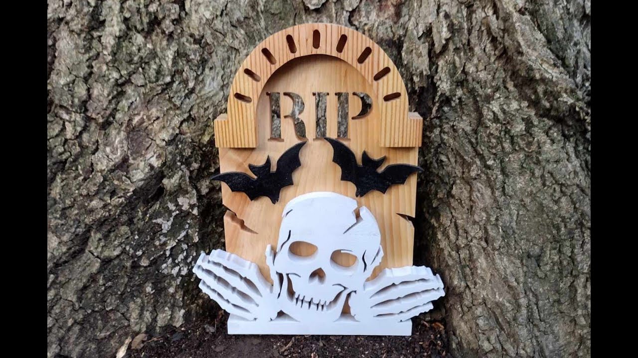 Creepy Halloween Tombstone, Scroll Saw Project - YouTube