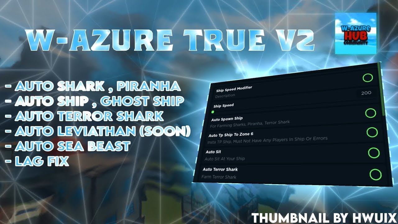 Showcase W-Azure v2 Free Script | Auto Leviathan - Auto Beast | Blox ...