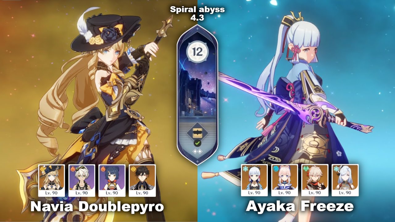 C0 Navia Double Pyro team & C0 Ayaka Freeze team - Spiral abyss 4.3 Floor 12 - Genshin impact ...